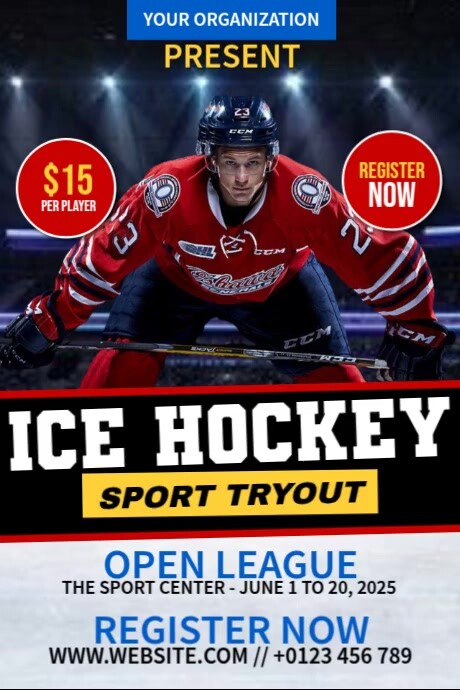 Ice Hockey Tryout Template | PosterMyWall