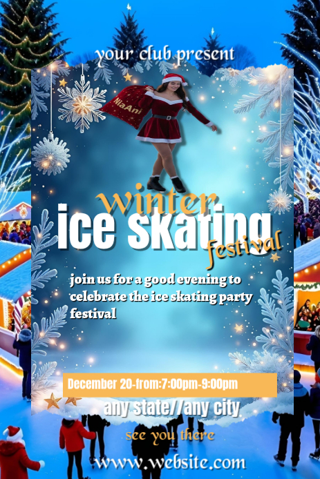 Ice skating festival poster Template | PosterMyWall