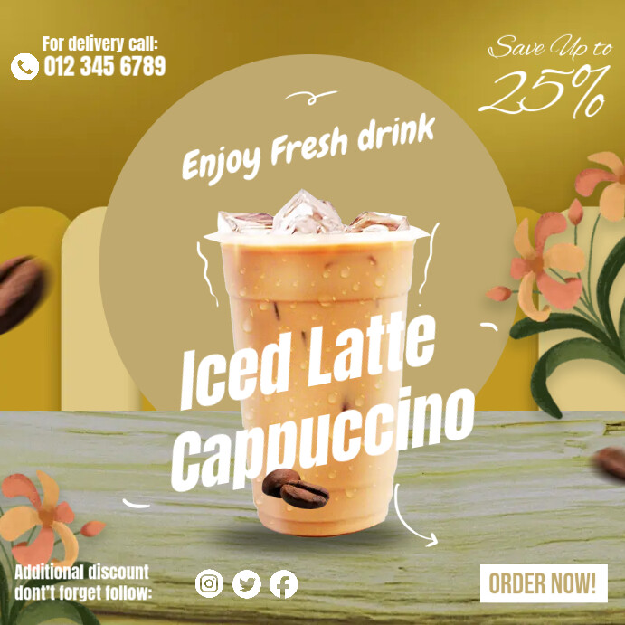 Iced Latte Cappuccino Drink Template | PosterMyWall