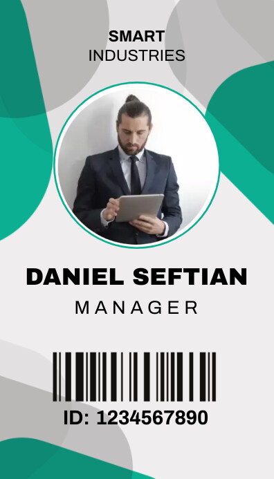 Copy of Id Card Green And White Geometric Template Bu | PosterMyWall