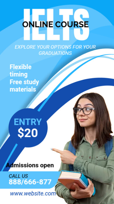 IELTS Online Class banner ad Template | PosterMyWall