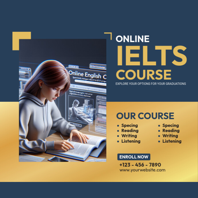 IELTS Online Course Ad Template | PosterMyWall