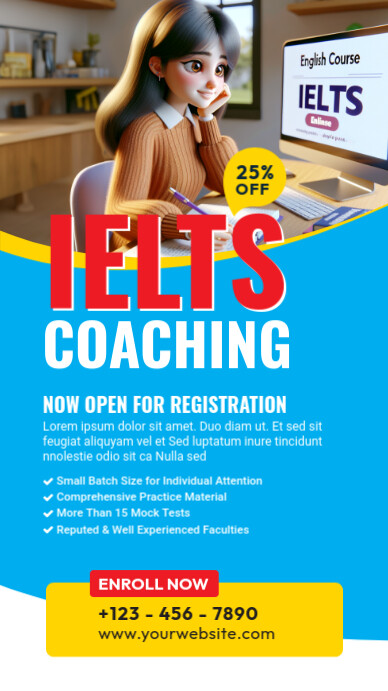 IELTS Online Course Ad Template | PosterMyWall