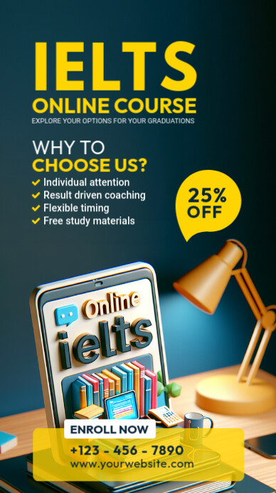 IELTS Online Course Ad Template | PosterMyWall