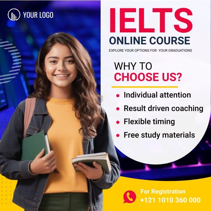 Plantilla de IELTS Online Course Ad | PosterMyWall