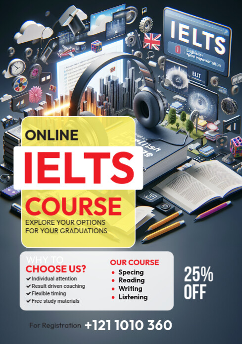 IELTS Online Course Flyer Template | PosterMyWall