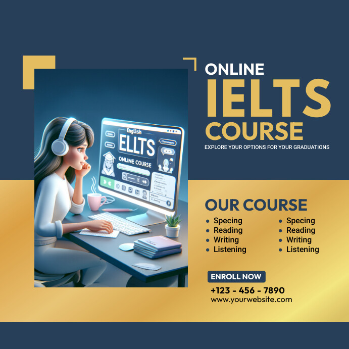 IELTS Online Course Instagram Post Template | PosterMyWall