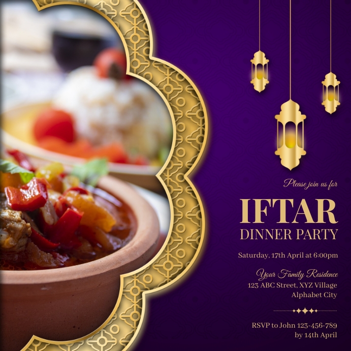 Iftar Dinner Invitation Template | PosterMyWall