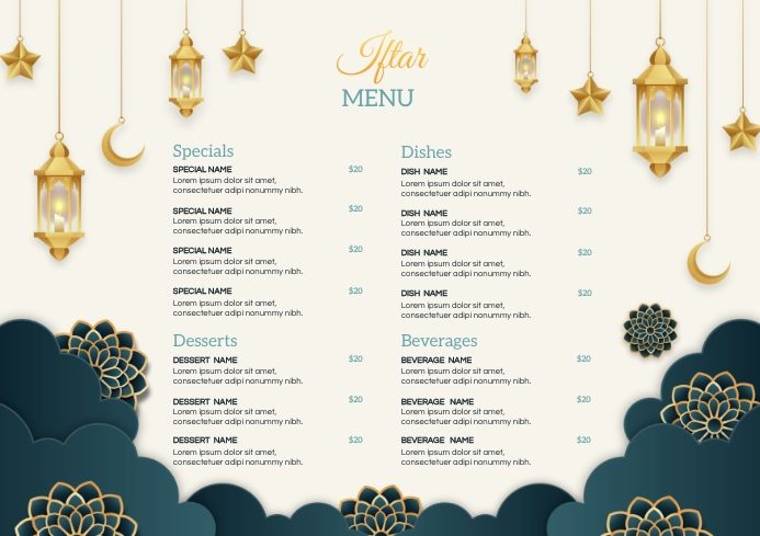 iftar menu Template | PosterMyWall