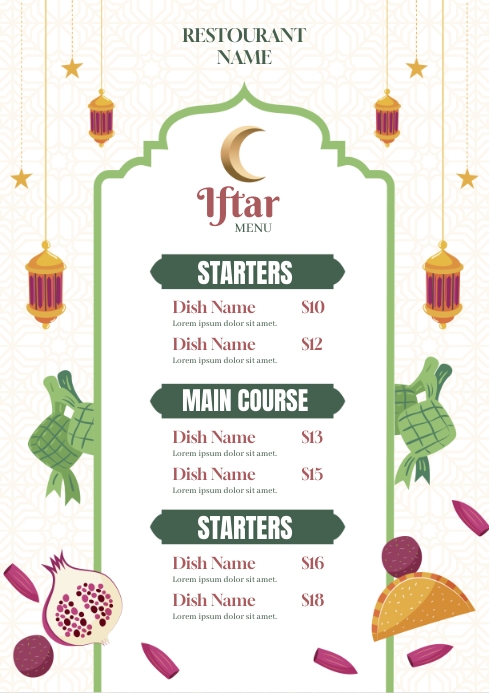 Plantilla de Iftar Menu | PosterMyWall