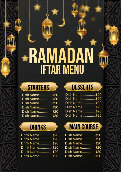 Iftar menu Template | PosterMyWall