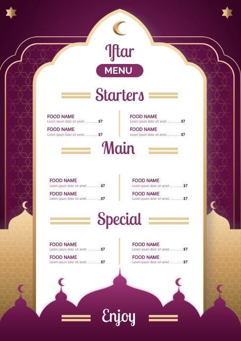 Iftar Menu Template | PosterMyWall