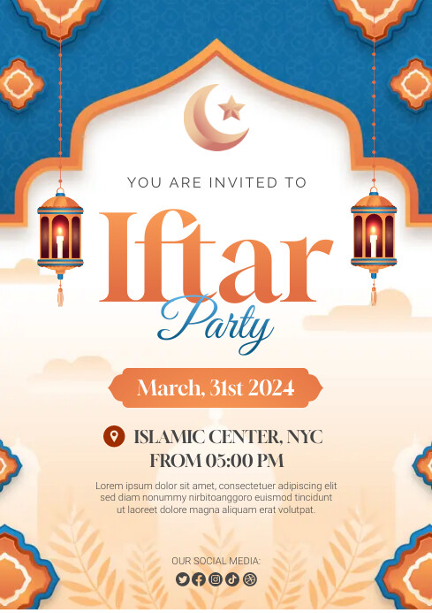 Iftar Party Invitation Poster Flyer Template | PosterMyWall