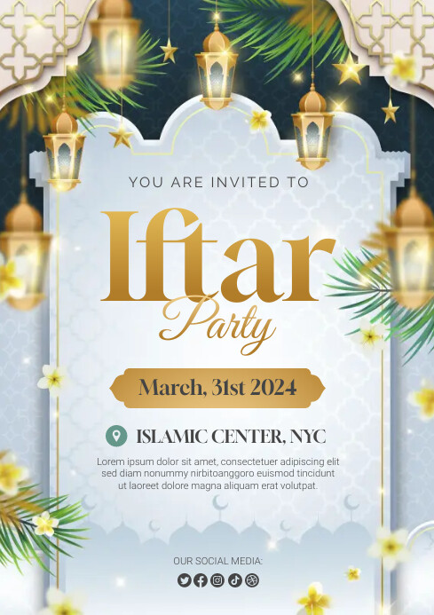 Iftar Party Invitation Poster Flyer Template | PosterMyWall