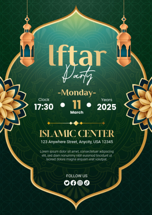 Iftar Ramadan Party Event Poster Template | PosterMyWall