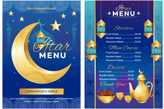 Iftar Restaurant Menu Template | PosterMyWall