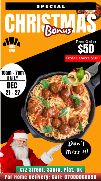 Illusrative Restaurant Special Christmas Bonus Offer – Festive Holiday ...