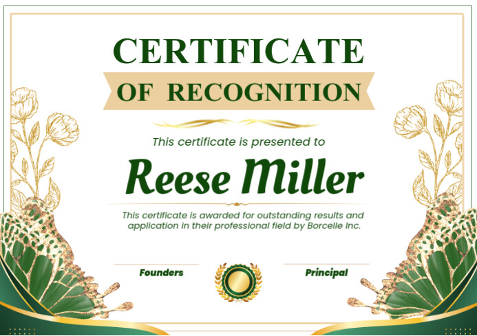 Plantilla de Illustrated Floral Certificate of Recognition | PosterMyWall