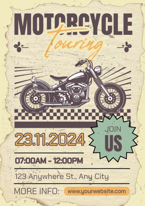 Illustrated Motorcycle Touring Flyer Template | PosterMyWall