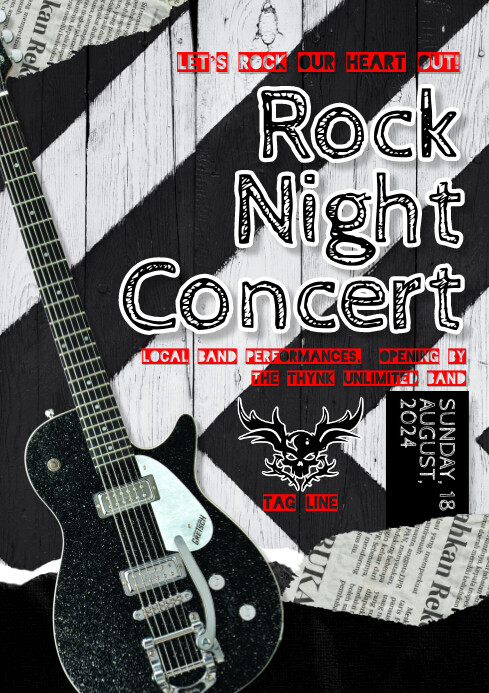 Illustrated Rock Night Concert Flyer Template | PosterMyWall