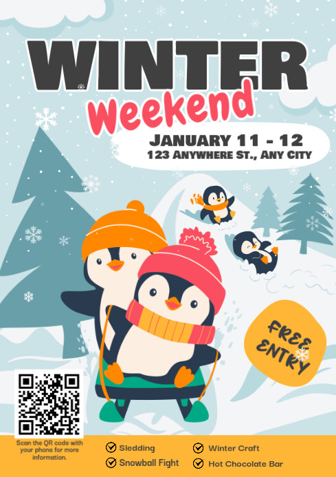 Illustrated Winter Activity Flyer Template | PosterMyWall