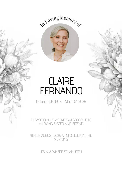 Illustration Funeral Invitation Template | PosterMyWall