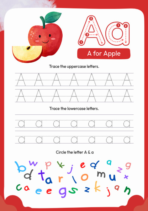 Illustration Tracing Letter worksheet Template | PosterMyWall