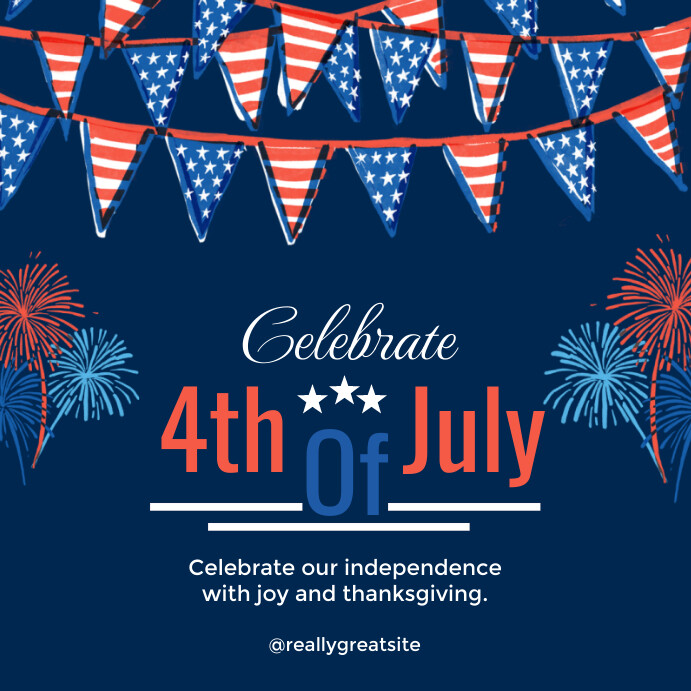Illustrative 4th Of July Instagram Post เทมเพลต | PosterMyWall