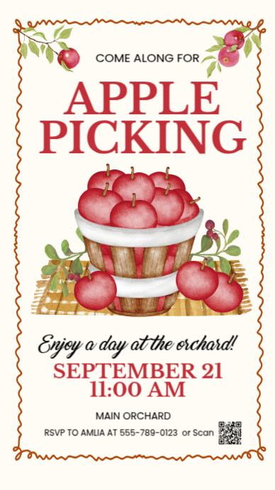 Illustrative Apple Picking Instagram Story Template | PosterMyWall