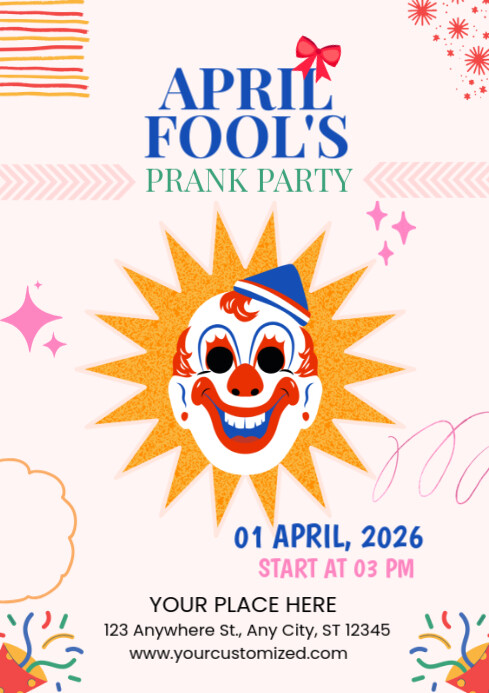 Illustrative April Fools Pranks Party A4 Template | PosterMyWall