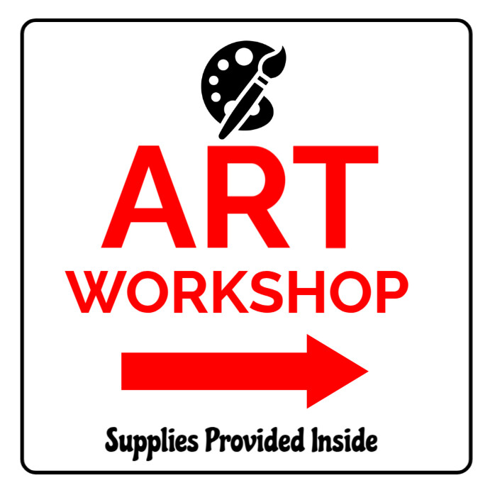 Illustrative Art Workshop Direction Sign Instagram Post Template ...
