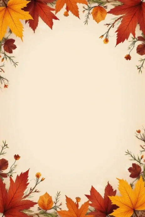 Illustrative Autumn Leaves Border Frame Poster Template | PosterMyWall