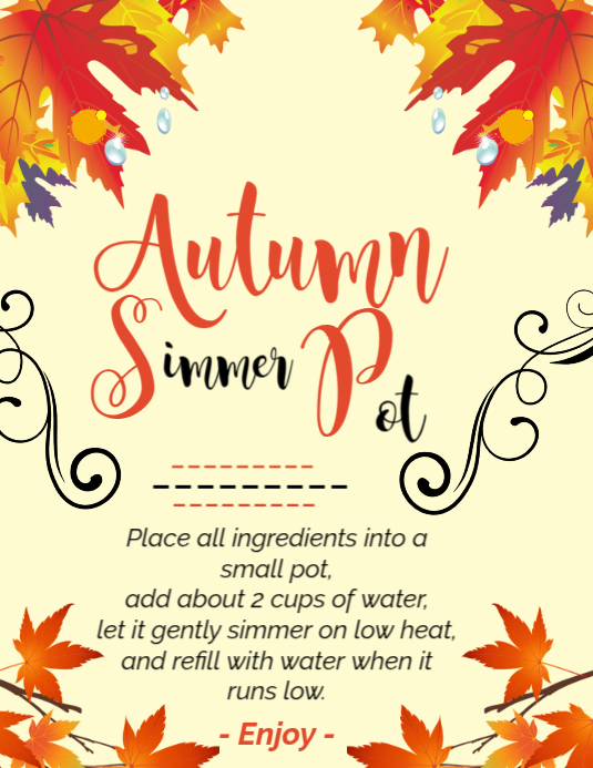 Illustrative Autumn Simmer Pot Gift Flyer (us Letter) Template ...