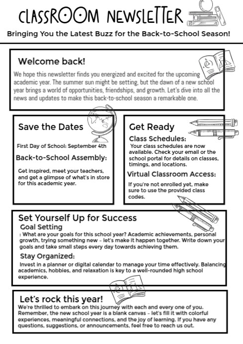 Copy of Illustrative Back To School Classroom Newsletter A4 | PosterMyWall