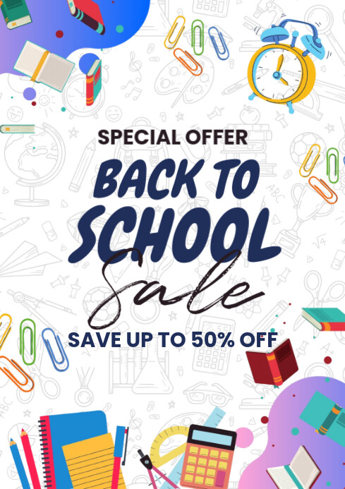 Illustrative Back To School Poster A2 Template | PosterMyWall