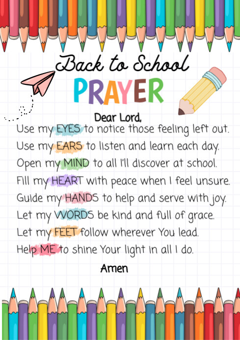 Illustrative Back To School Prayer A4 Template | PosterMyWall