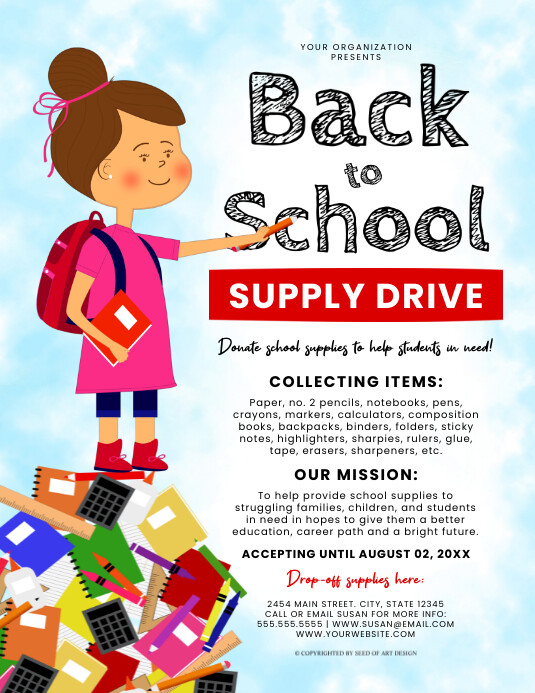 Modèle Illustrative Back To School Supply Drive Fundraiser Flyer ...