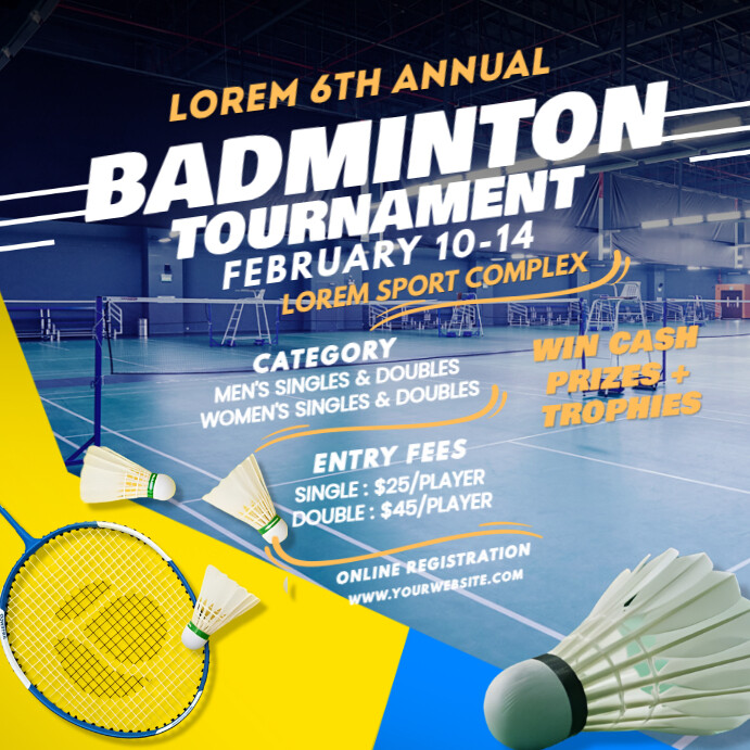 Modèle Illustrative Badminton Tournament Instagram Post | PosterMyWall