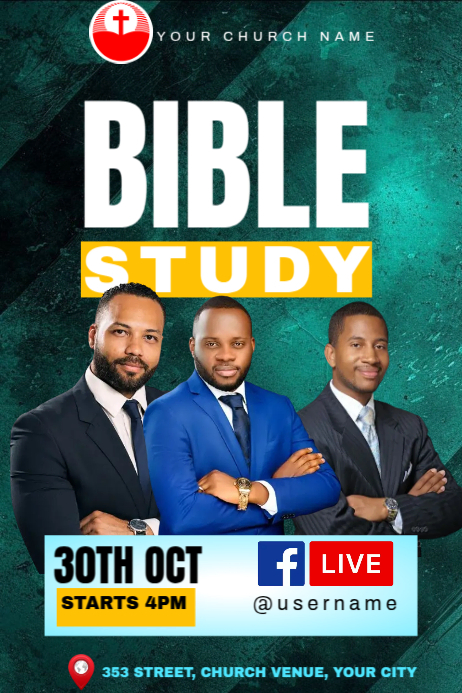 Illustrative Bible Study Poster Template | PosterMyWall