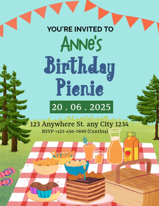 Modèle Illustrative Birthday Picnic Invitation Flyer | PosterMyWall