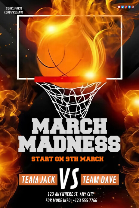 Illustrative Black And Red Background Maximalist March Madness Poster ...