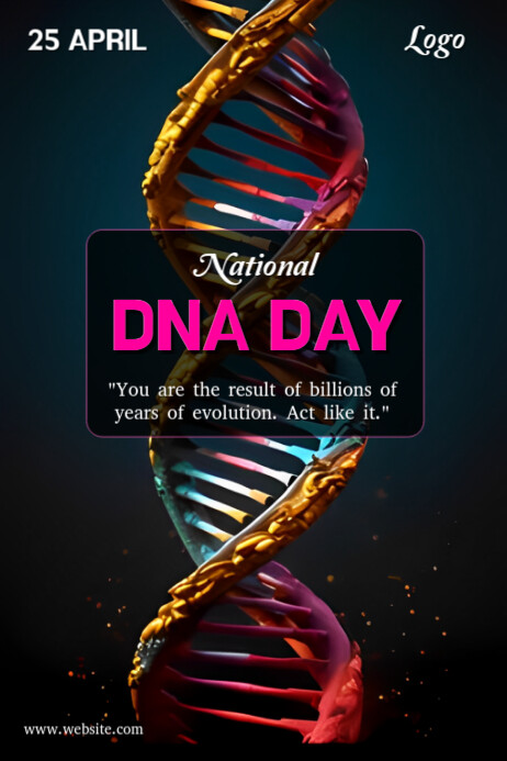 Illustrative Black Background Maximalist National Dna Day Poster ...
