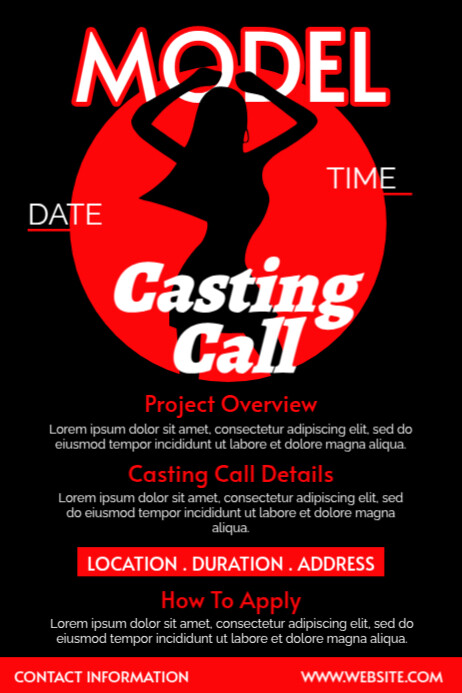 Illustrative Black Model Casting Call Poster Template | PosterMyWall