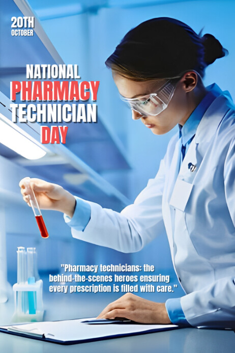 Illustrative Blue Background Maximalist National Pharmacy Technician ...