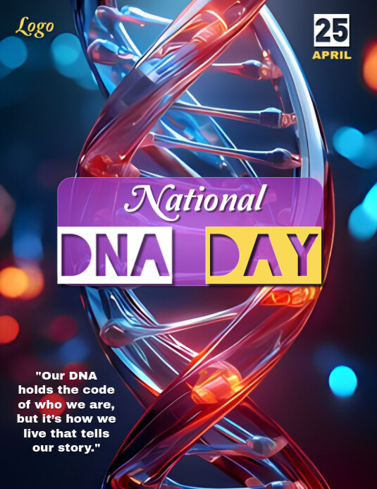 Illustrative Blue Background Maximalist National Dna Day Flyer (us ...