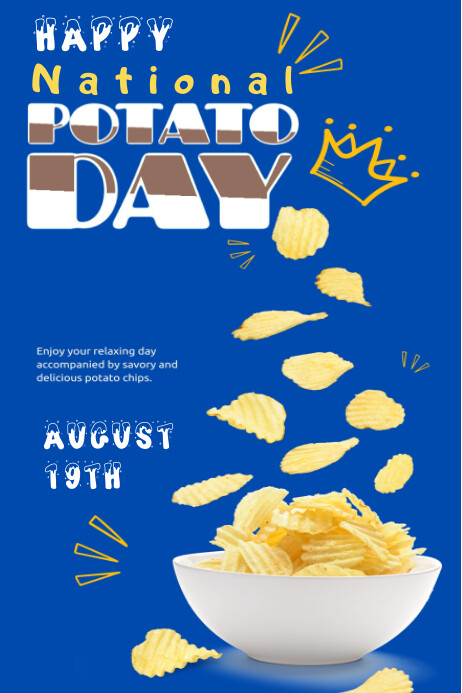 Illustrative blue colour and potato chips pla Template | PosterMyWall