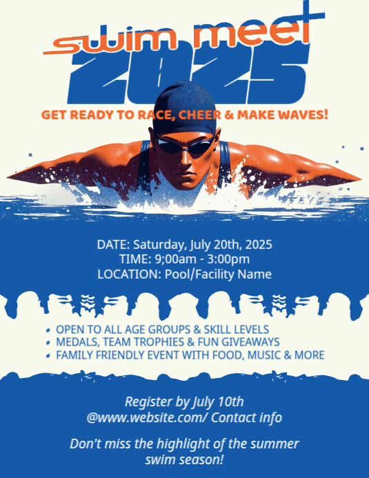 Illustrative Blue Summer Swim Meet Event Flyer (us Letter) Template ...