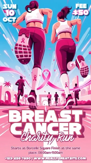Illustrative Breast Cancer Awareness Marathon Instagram Story Template ...