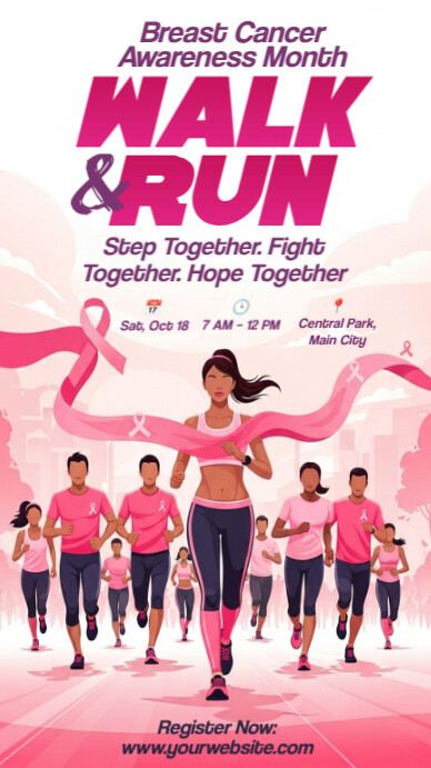 Copy of Illustrative Breast Cancer Awareness Walk & Run Instagram Story ...