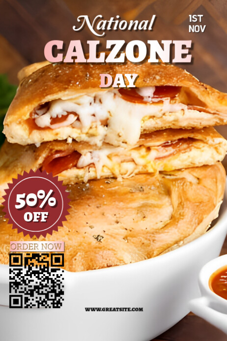 Copy of Illustrative Brown Background Gradient National Calzone Day ...